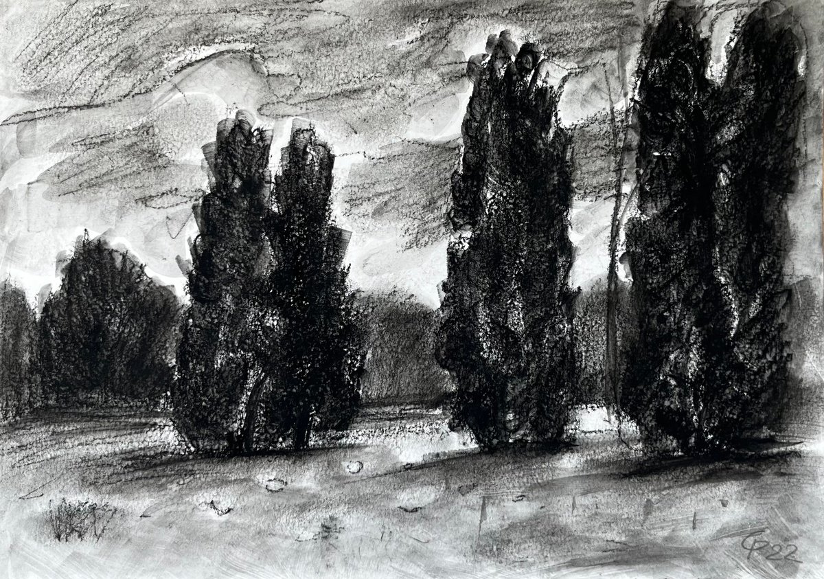 War trees, an original black white drawing, Ukrainian artwork Drawing ...