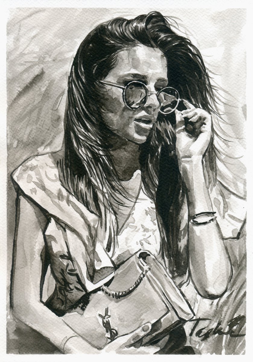 "Fashionista" Ink drawing by Tashe | Artfinder