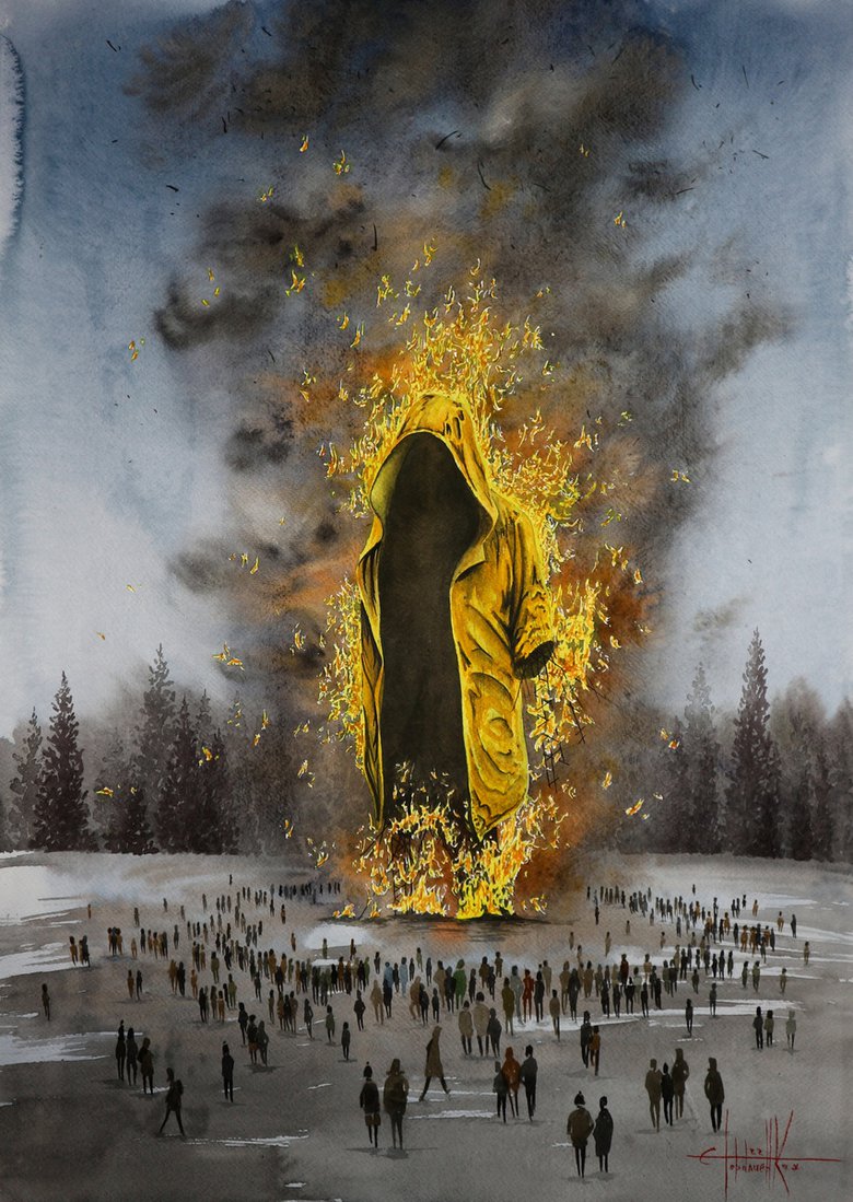 "This is a cult" Watercolour: Eugene Gorbachenko | Artfinder