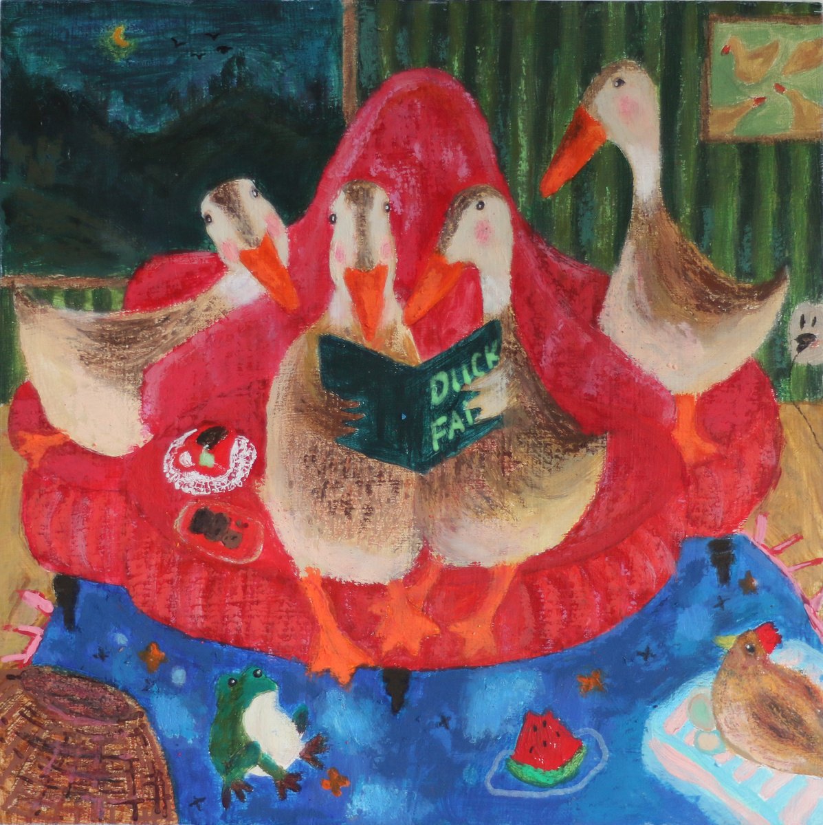 Duck fairy tale Mixed-media painting: Ying Zhang | Artfinder