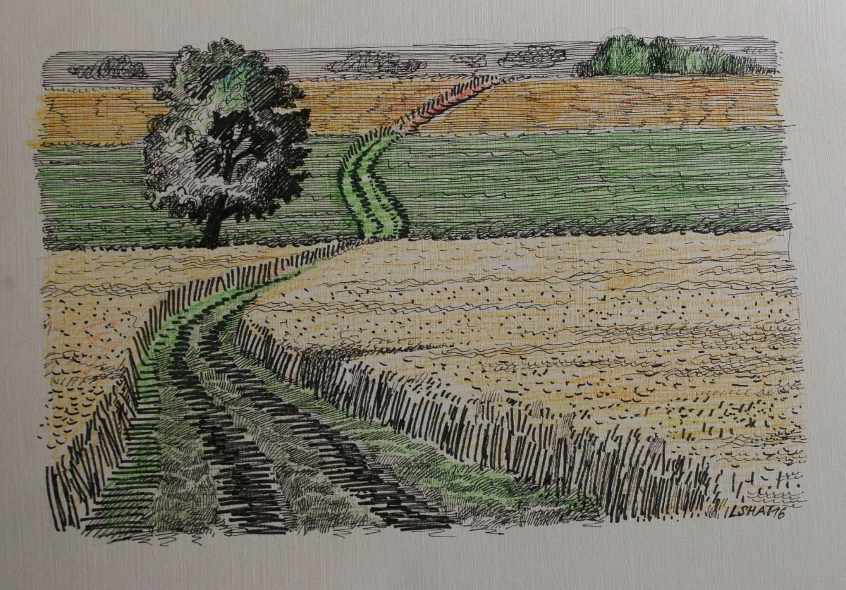 Landscape. Road. Drawing by Ilshat Nayilovich | Artfinder