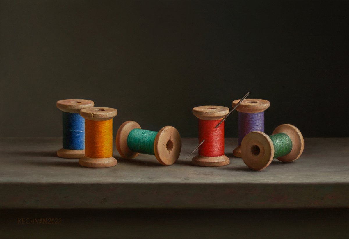 Cotton bobbins Oil painting: Albert Kechyan | Artfinder
