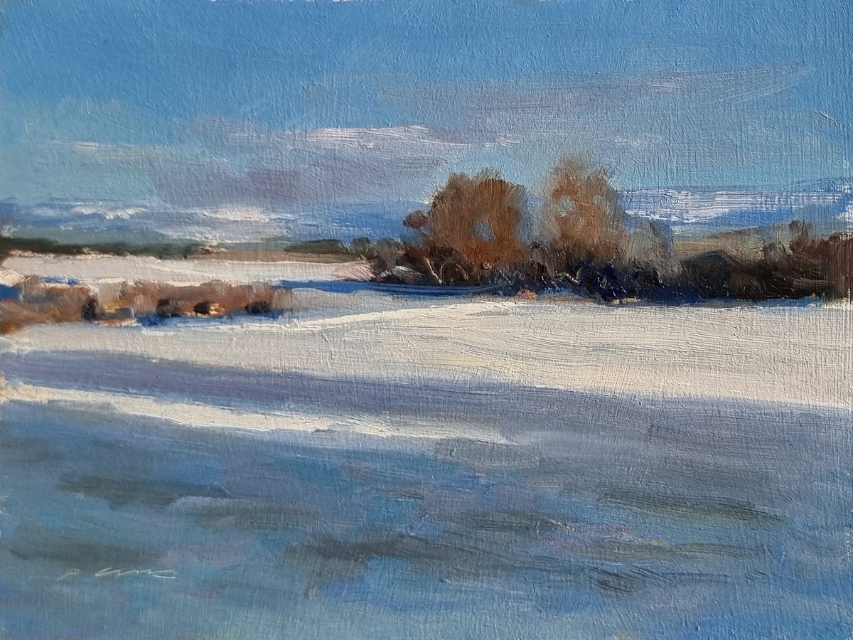 Snow in Haute-Provence Oil painting: Pascal Giroud | Artfinder