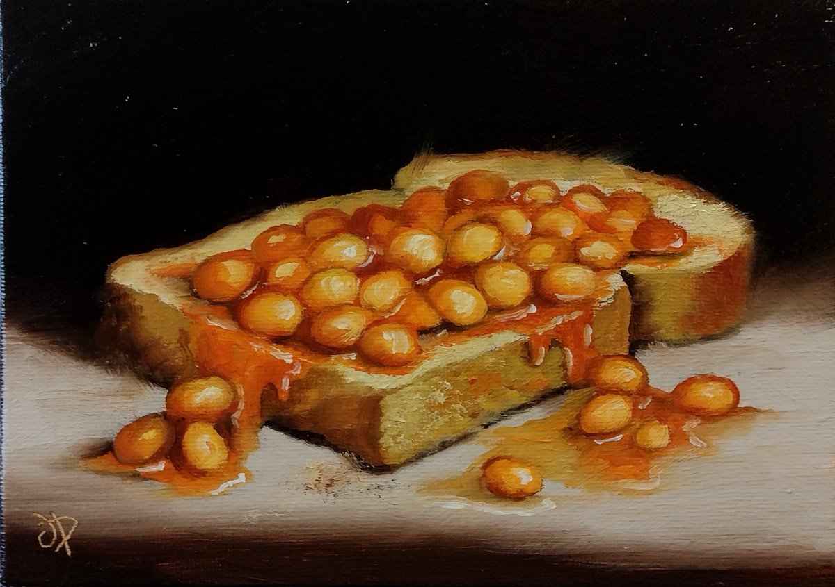 Beans on toast still life Oil painting: Jane Palmer Art | Artfinder