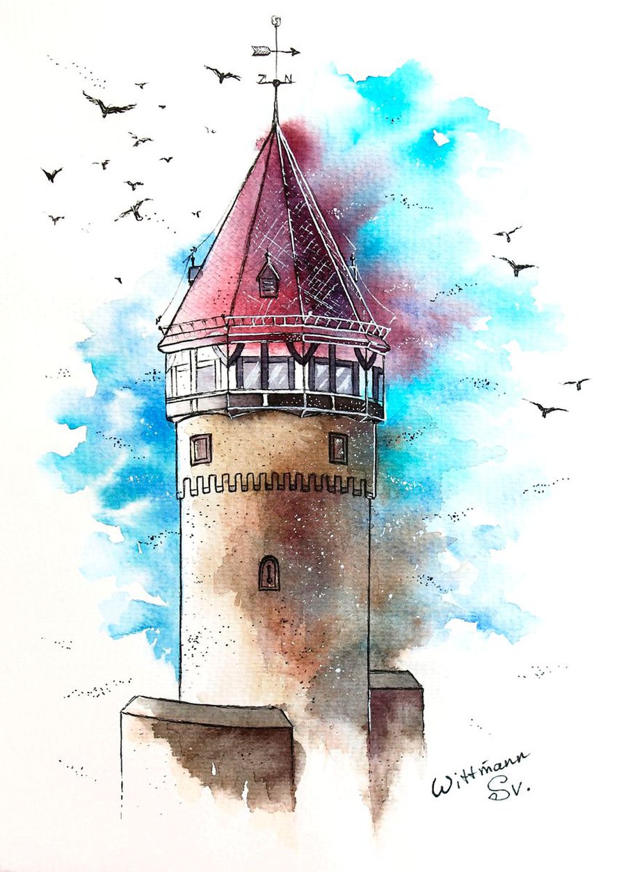 Old turret. Watercolour: Svetlana Vitman | Artfinder