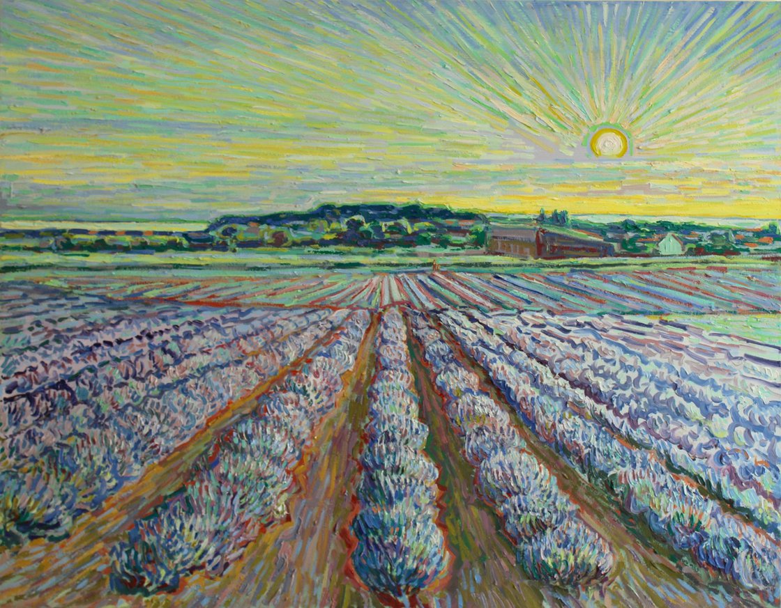 Lavender field Norfolk Oil painting: Nigel Dickerson | Artfinder