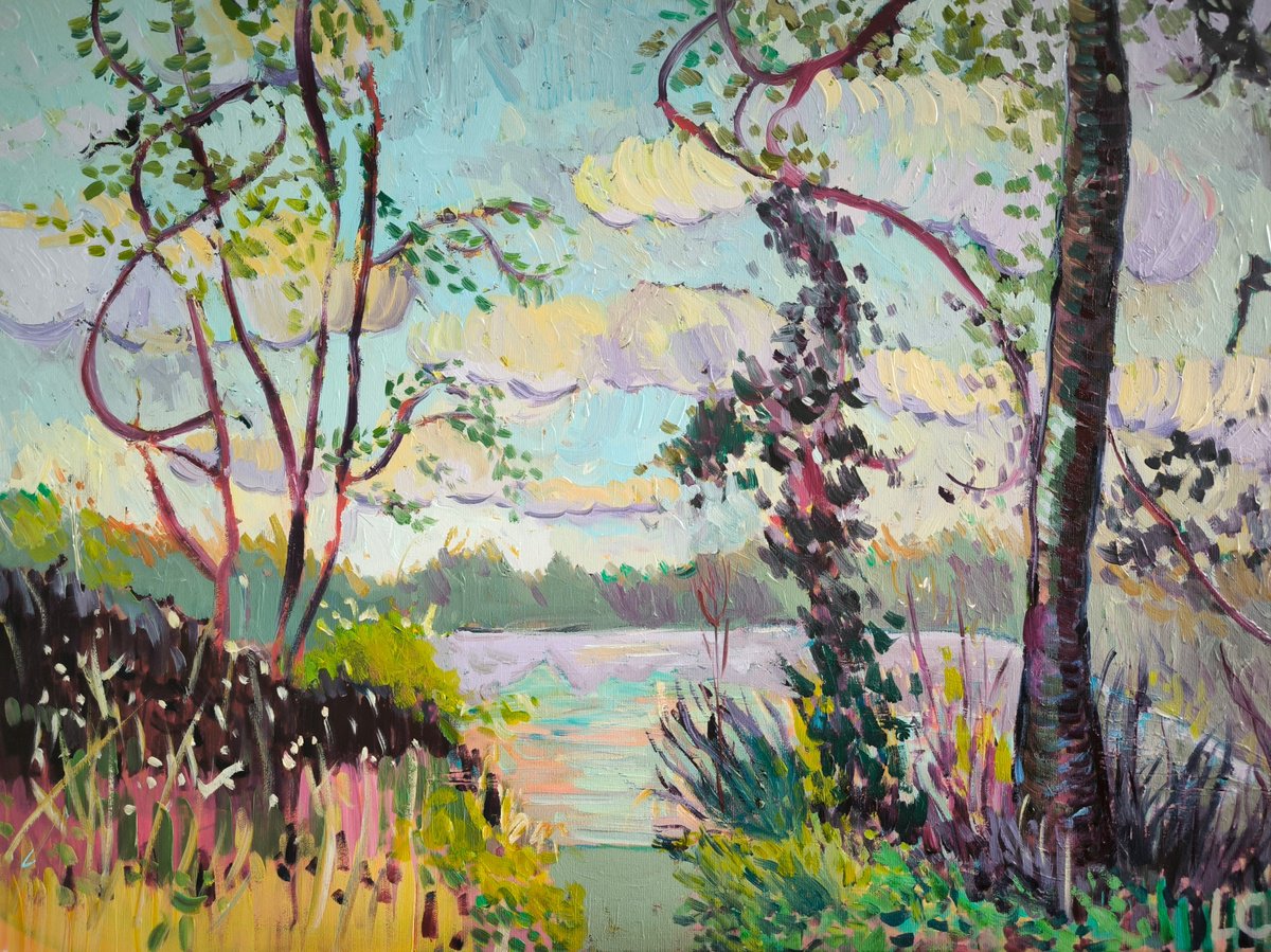 Étang de la Clarette Oil painting by Linda Clerget | Artfinder