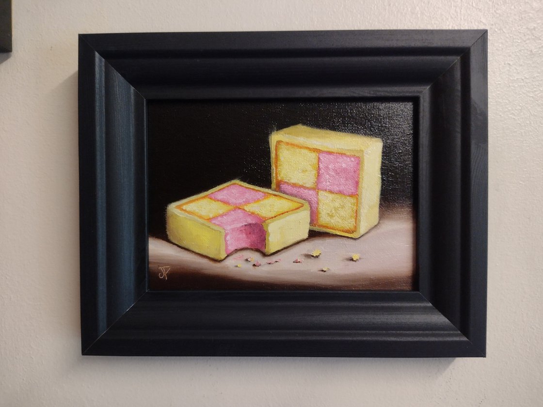 Battenberg slices Oil painting by Jane Palmer Art | Artfinder