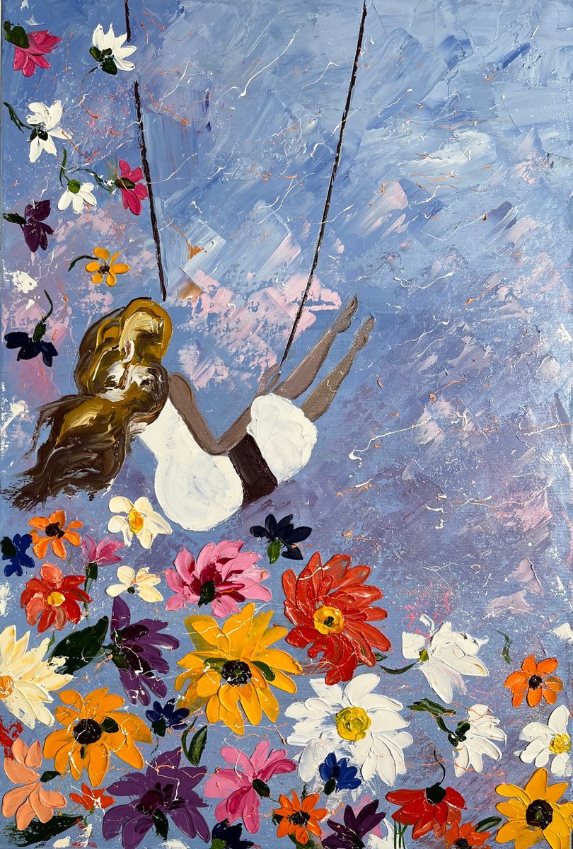 Woman Daisy Painting Oil painting by Halyna Kirichenko | Artfinder