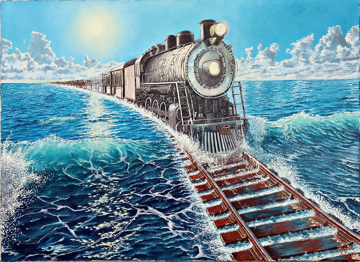Original Oil Painting - Expreso Veracruz-mazarrón. by Jesús Gómez