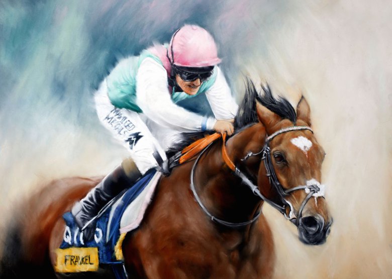Frankel and Tom Queally Painting: Brian Halton | Artfinder