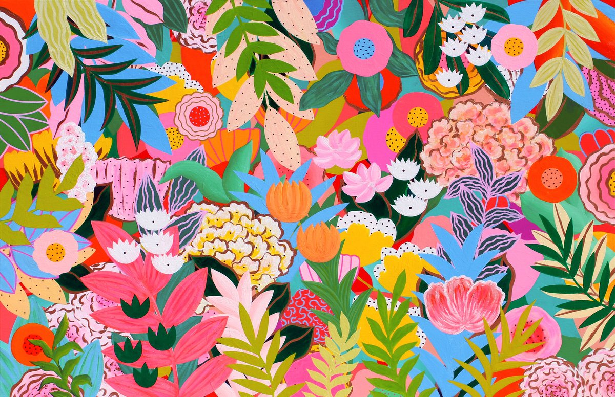 "Flower Dreamscape in the Vernal Season" Acrylic painting by Martina ...