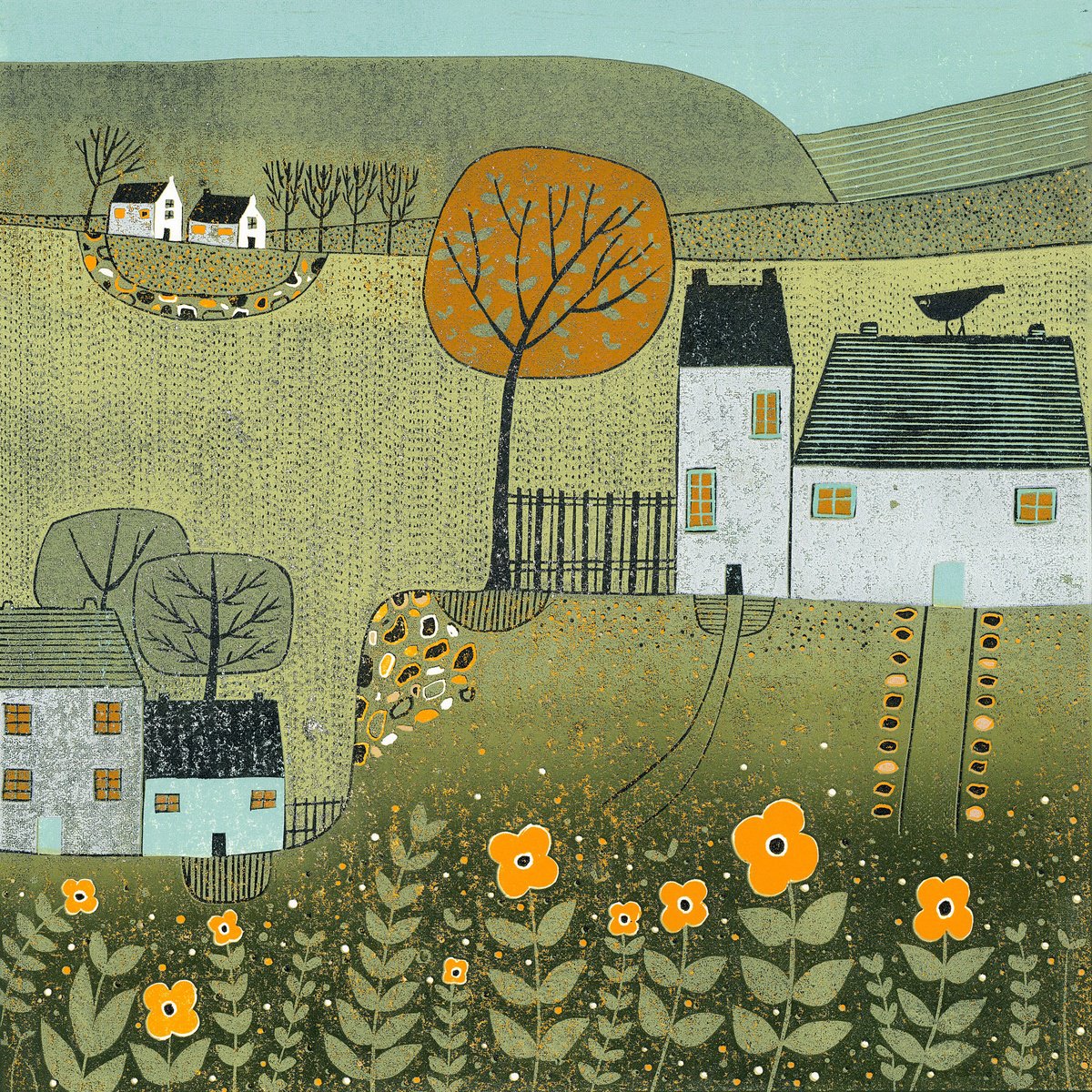 'Green Haven' Linocut: Layla Khani (aka Laylart) | Artfinder