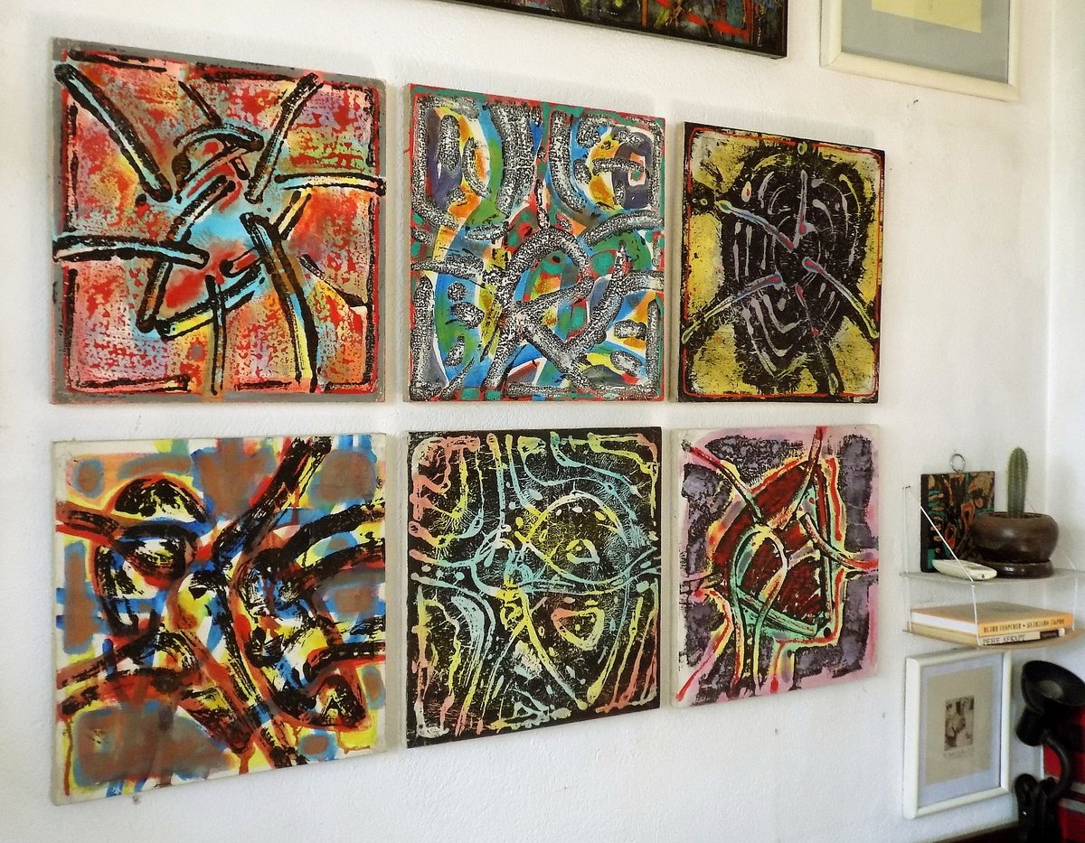 Abstract (six hearts)-VII Acrylic painting: Stanislav Bojankov | Artfinder