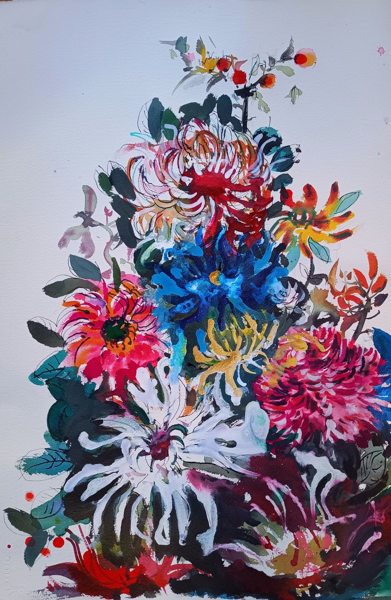 Ink flowers 2 Ink drawing: Marina Del Pozo | Artfinder