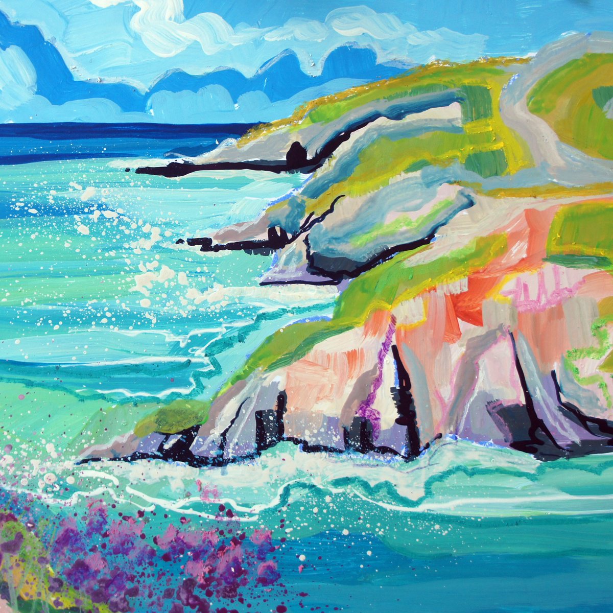 Soar Mill Cove, Devon Acrylic painting by Julia Rigby | Artfinder