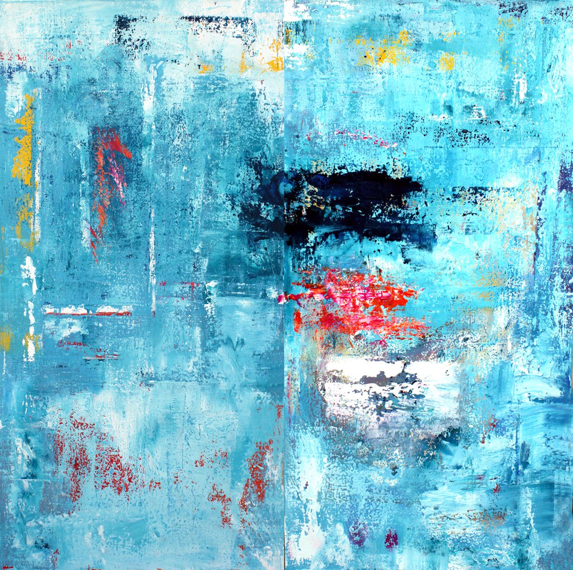 Extra large abstract diptych 200x200 My new day Acrylic painting ...