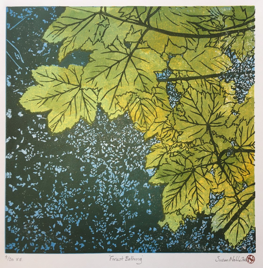 Forest Bathing, version 1 Linocut: Susan Noble | Artfinder
