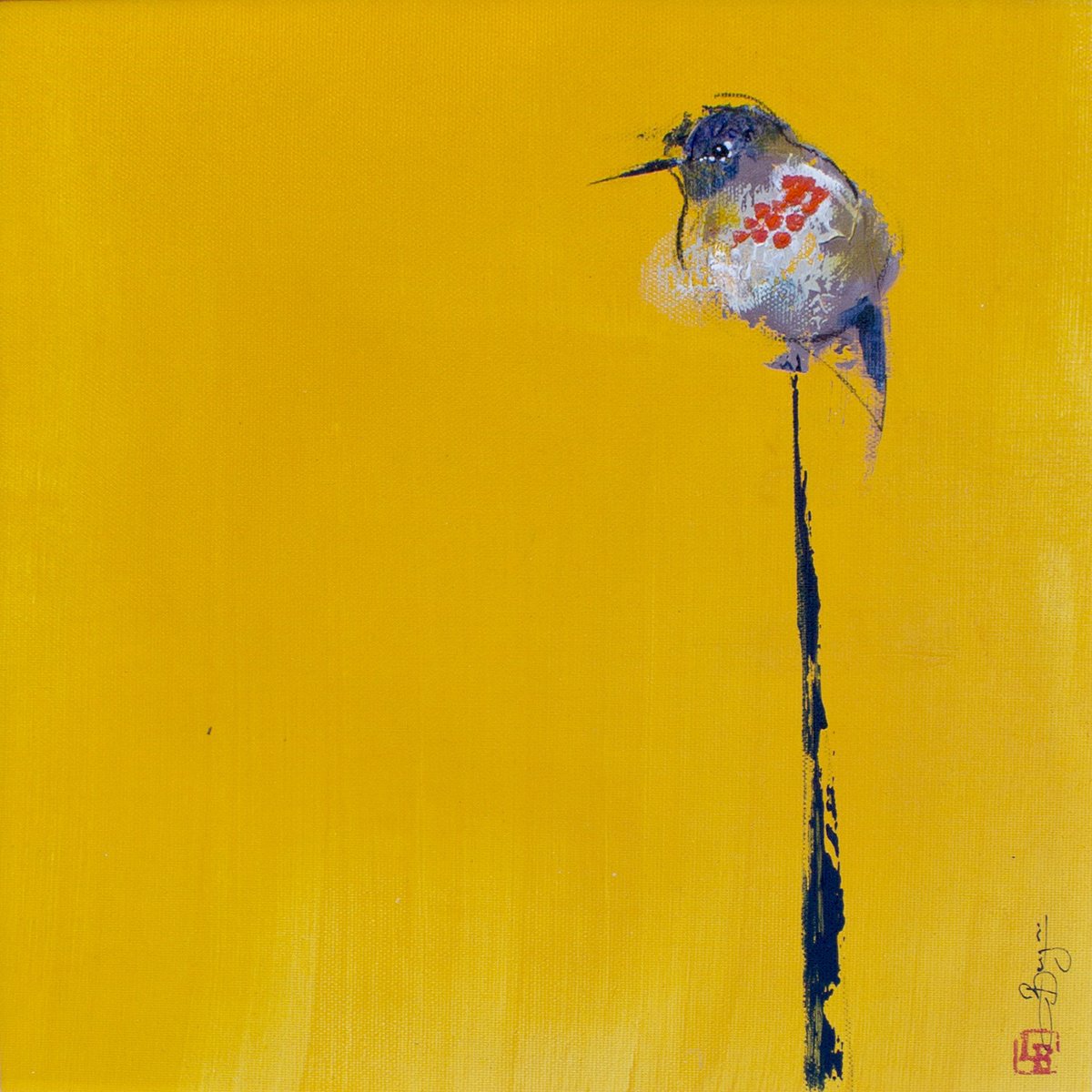 Happy piou perché - Happy bird perched Acrylic painting: Laurent ...