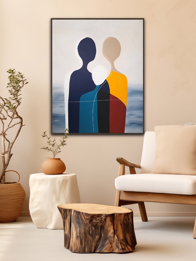 Original Acrylic Painting - Connected 1 by Veronika Obushikhina