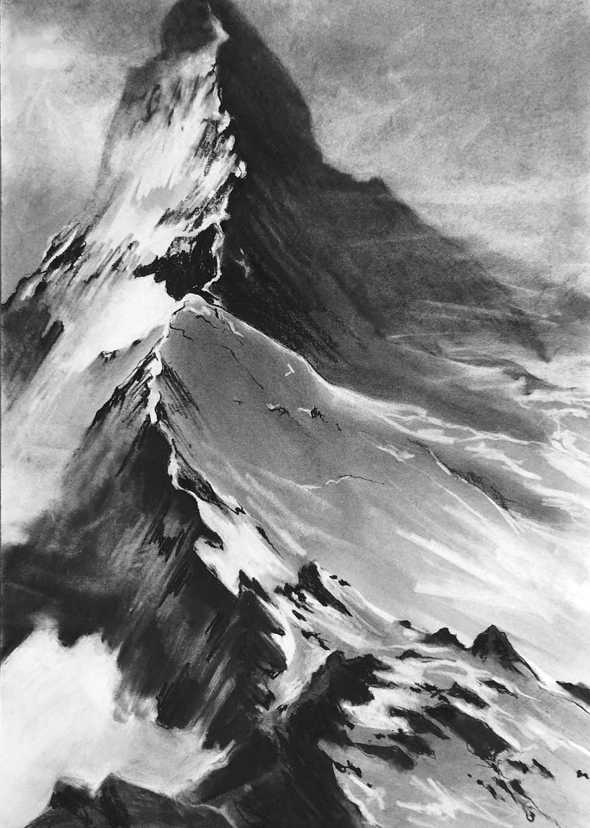 Matterhorn - study at A2 Charcoal drawing: Sophie Coe | Artfinder