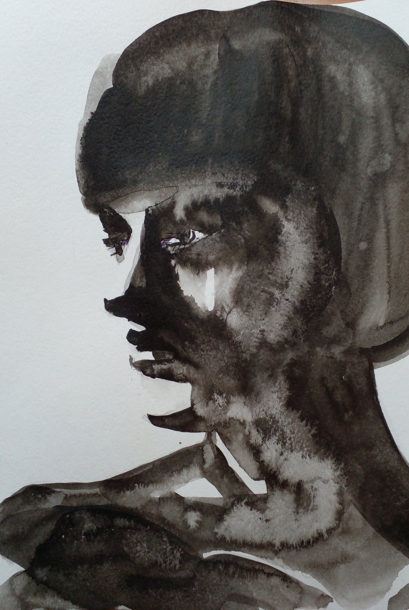 Contrast Portrait 1920s Ink drawing by Oxana Raduga | Artfinder