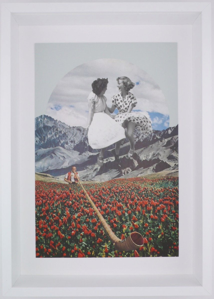 Original Collage - Two Lips, to Lips, Tulips by Paper Draper