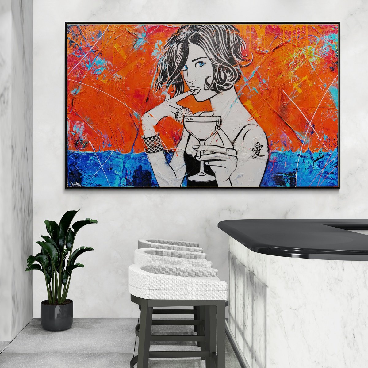 Funky Lime Cocktails Mixed-media painting by Franko | Artfinder