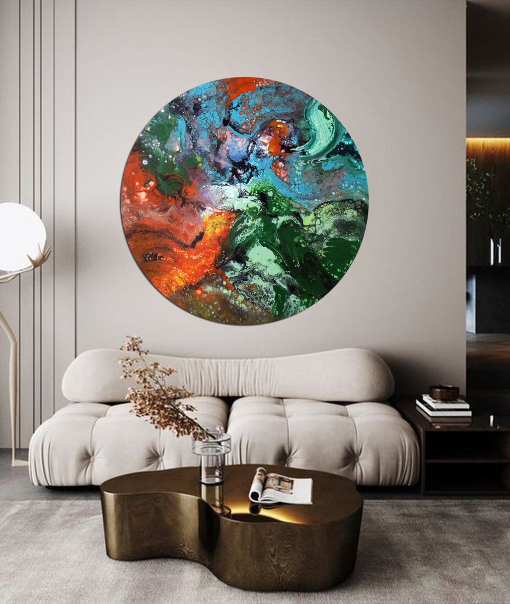 Cycle - Round painting Acrylic painting: Areti Ampi | Artfinder