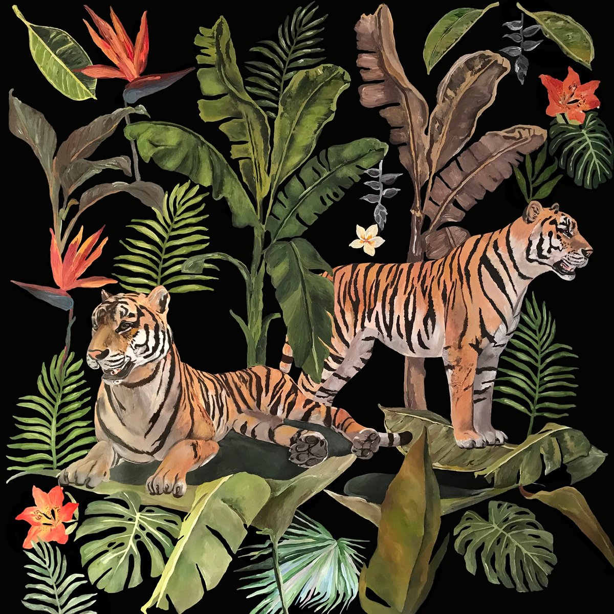 Two Tigers 2 - Jungle Acrylic painting: Artemisia | Artfinder