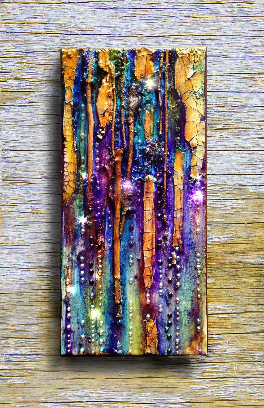 Original mixed media painting, abstract small canvas Octopus Garden #1 ...