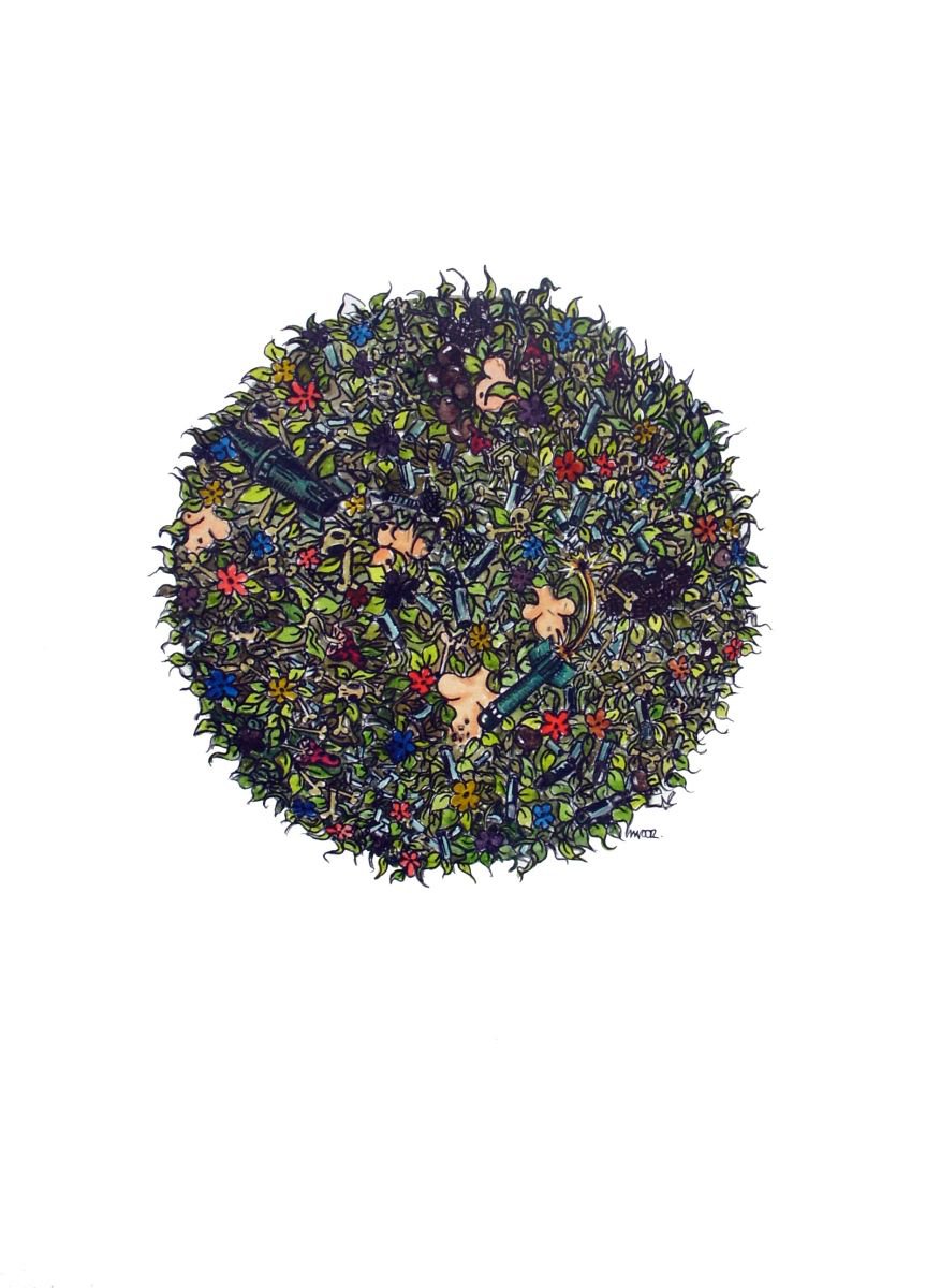 My favourite planet Ink drawing by Nicholas Wright | Artfinder