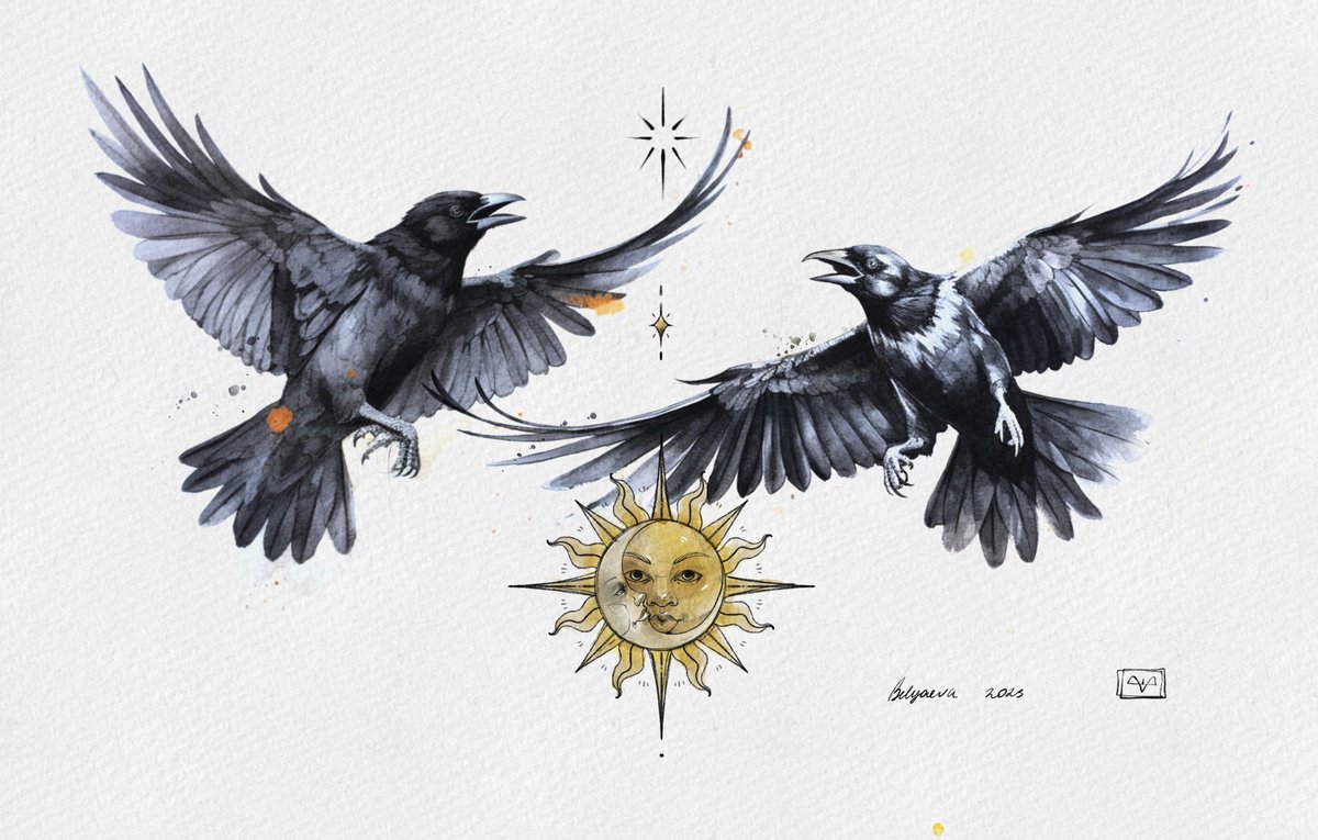 Two crows Monoprint by Belyaeva Oleksandra | Artfinder