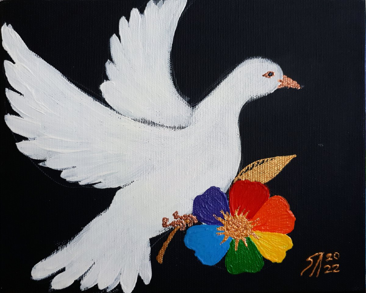 Dove with Flower Acrylic painting: Salana Art / Svetlana Samovarova ...