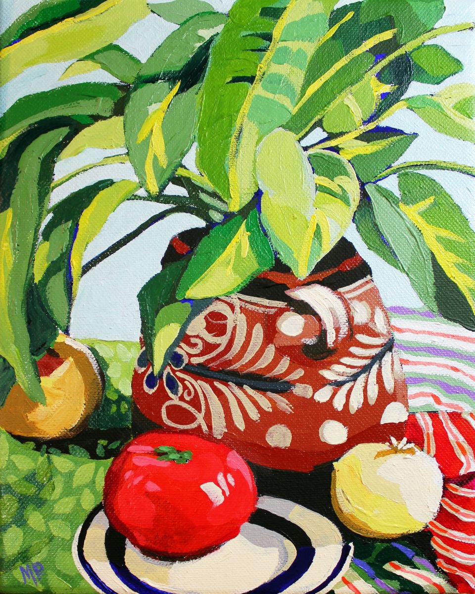 Clay Pot with Onions Acrylic painting: Melinda Patrick | Artfinder