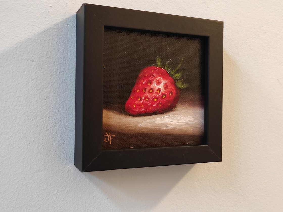 Little Strawberry still life Oil painting: Jane Palmer Art | Artfinder