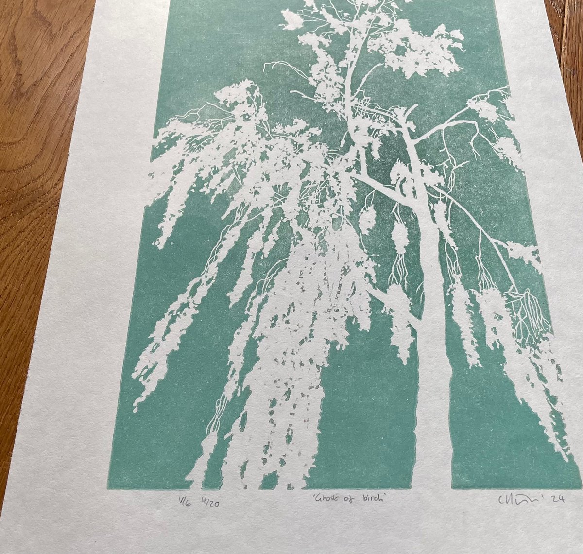Ghost of Birch - Tree Silhouette Linocut Print Linocut: C Staunton ...