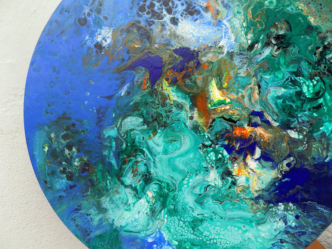 Large abstract round painting 80x80 cm - Peace Acrylic painting by ...