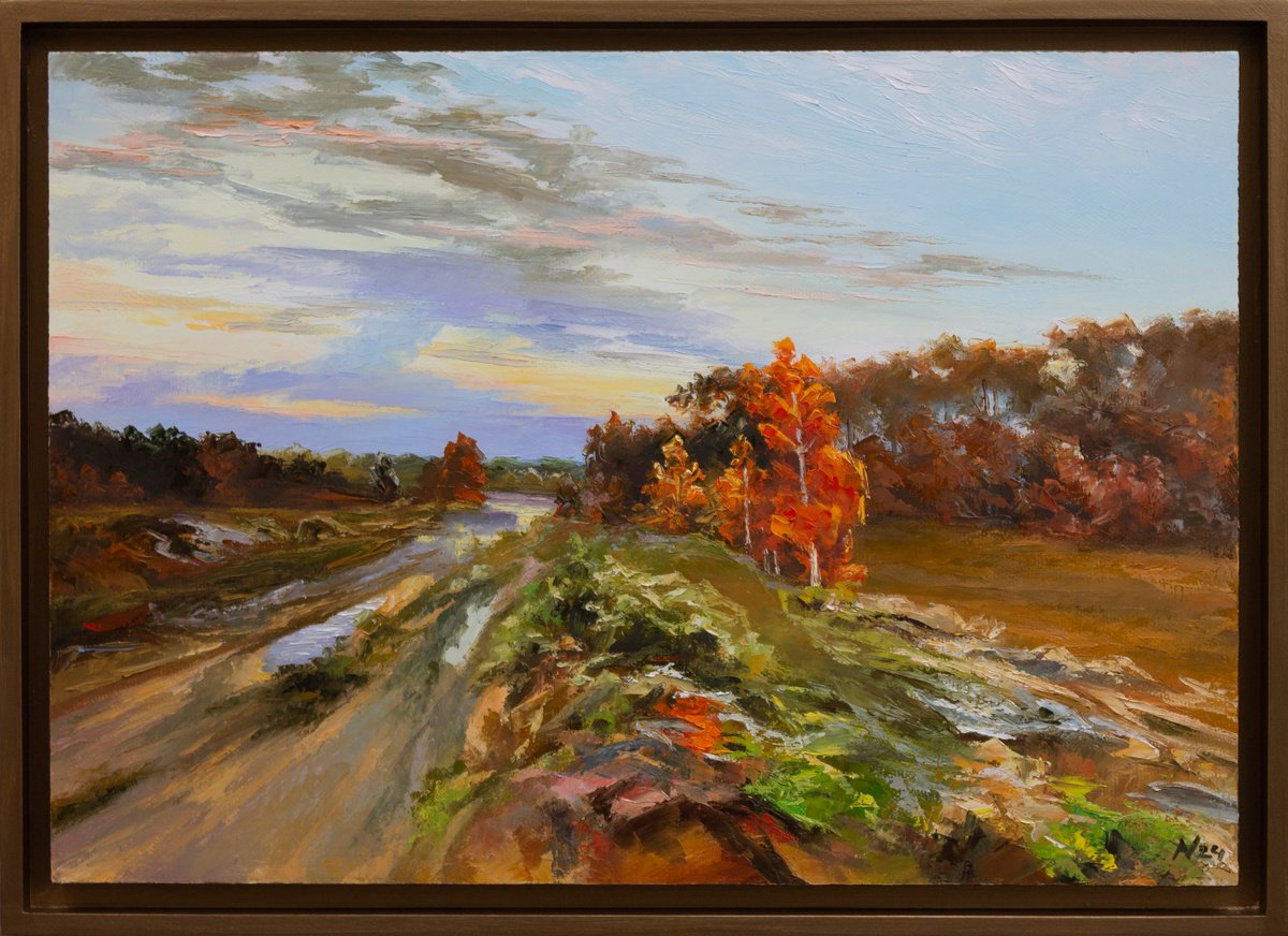 AUTUMN EVENING Oil painting by Oleksii Vylusk | Artfinder