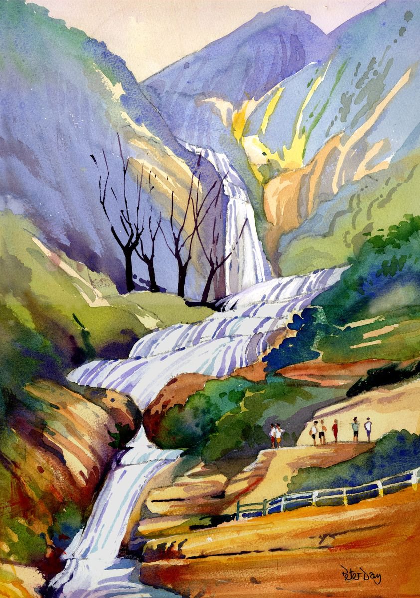 Sri Lanka, Ravana Falls Watercolour: Peter Day