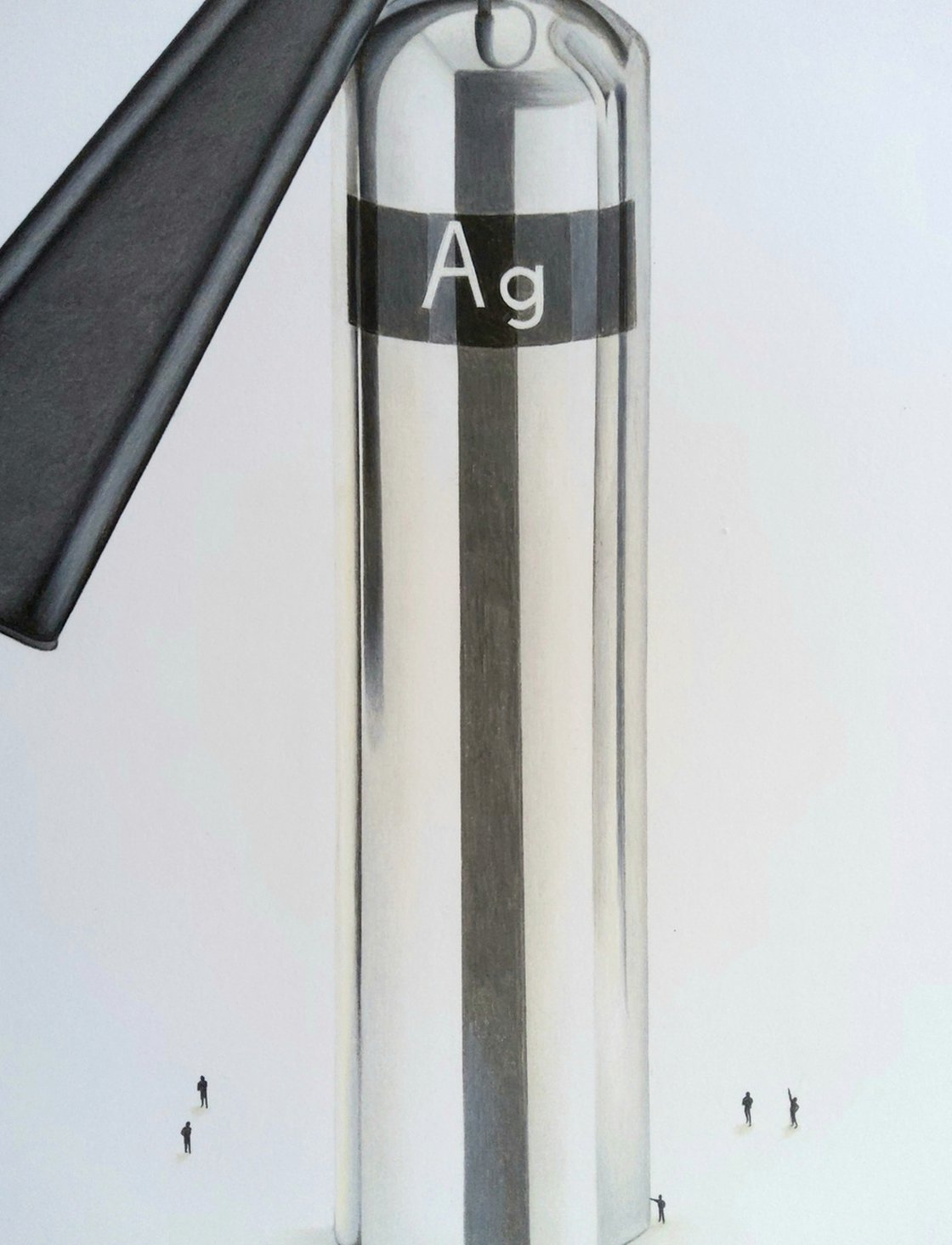 Original Pencil Drawing - Silver Fire Extinguisher by Daniel Shipton