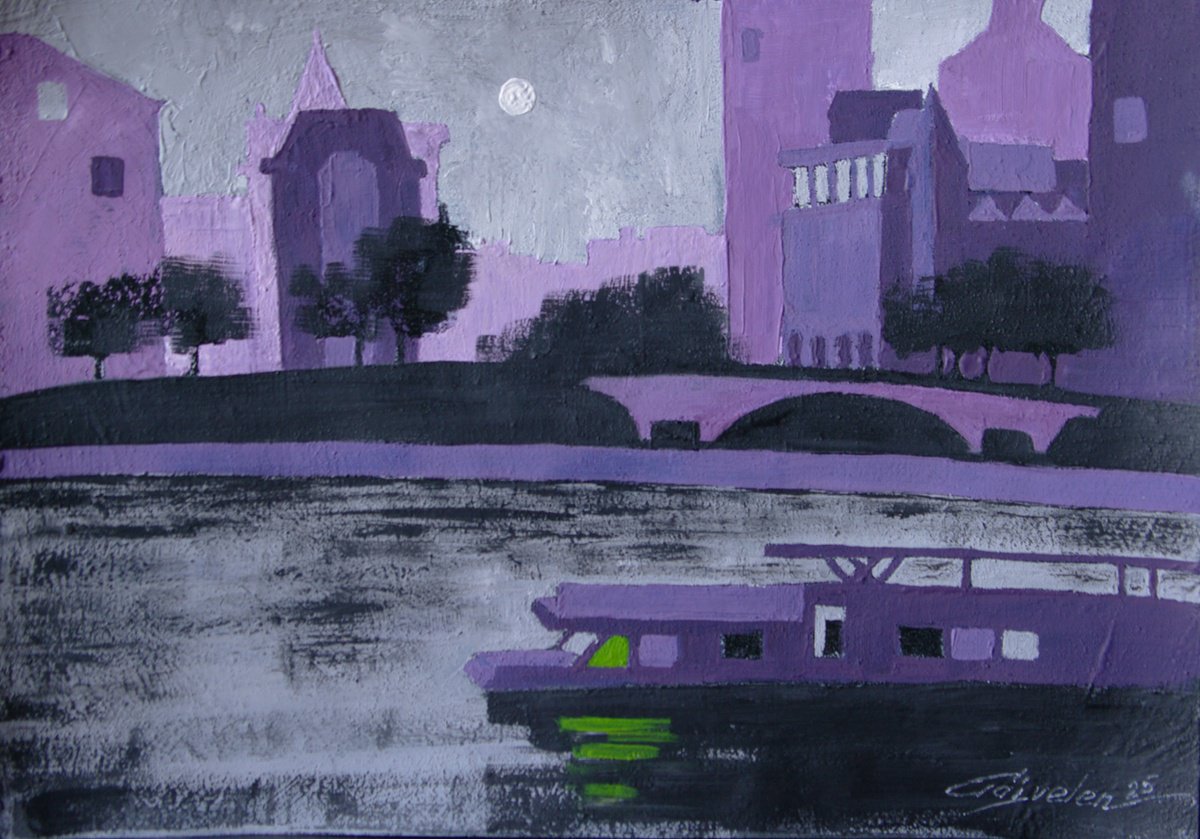 The lilac city Acrylic painting by Elena Gaivoronskaia | Artfinder