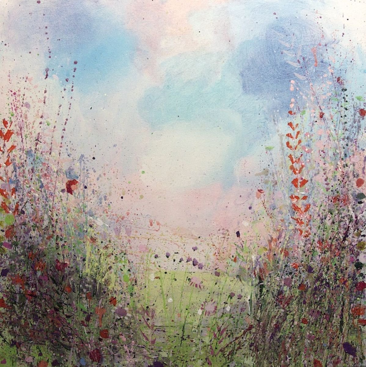 Hollyhocks Acrylic painting by Sandy Dooley | Artfinder