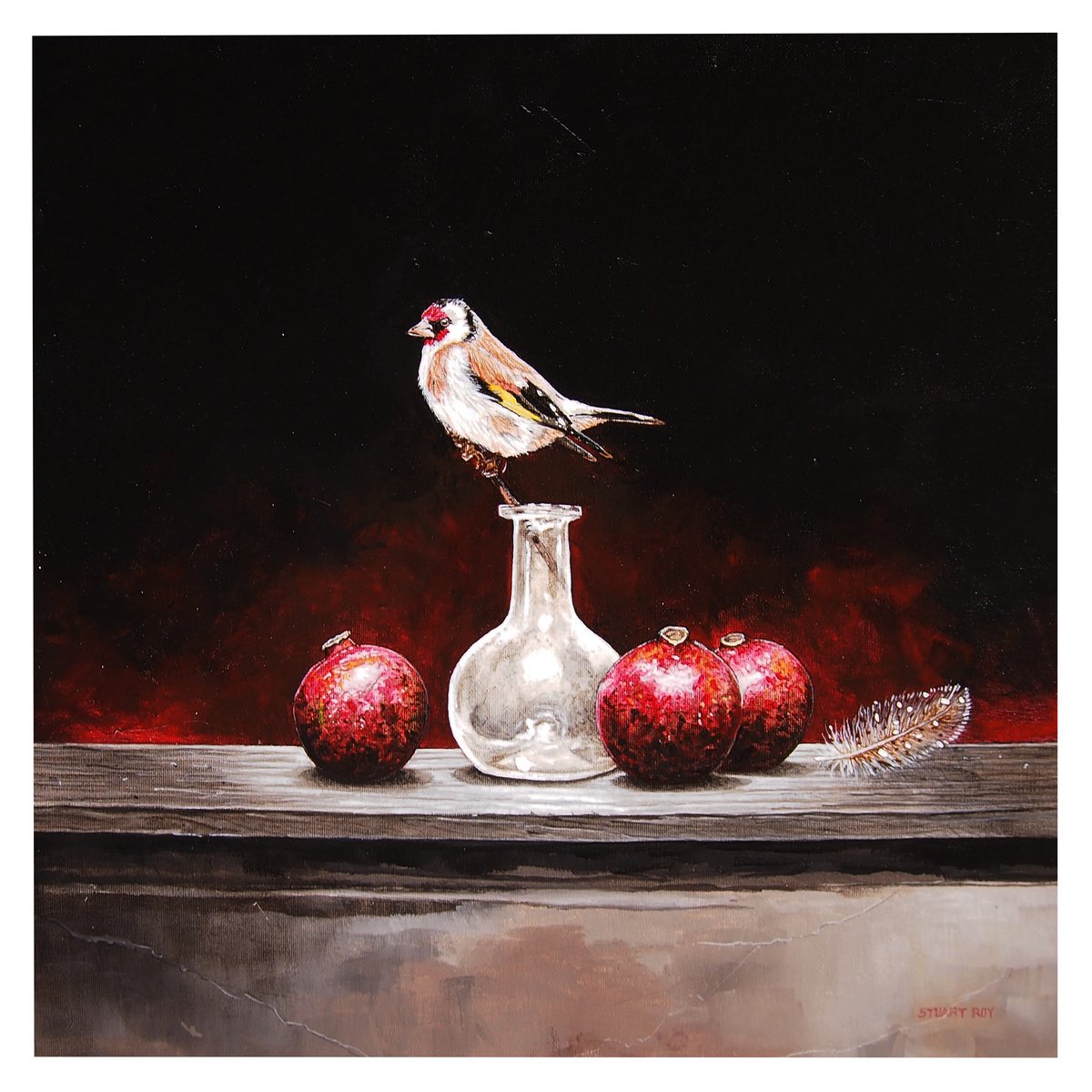 Bird and vase Acrylic painting: Stuart Roy | Artfinder