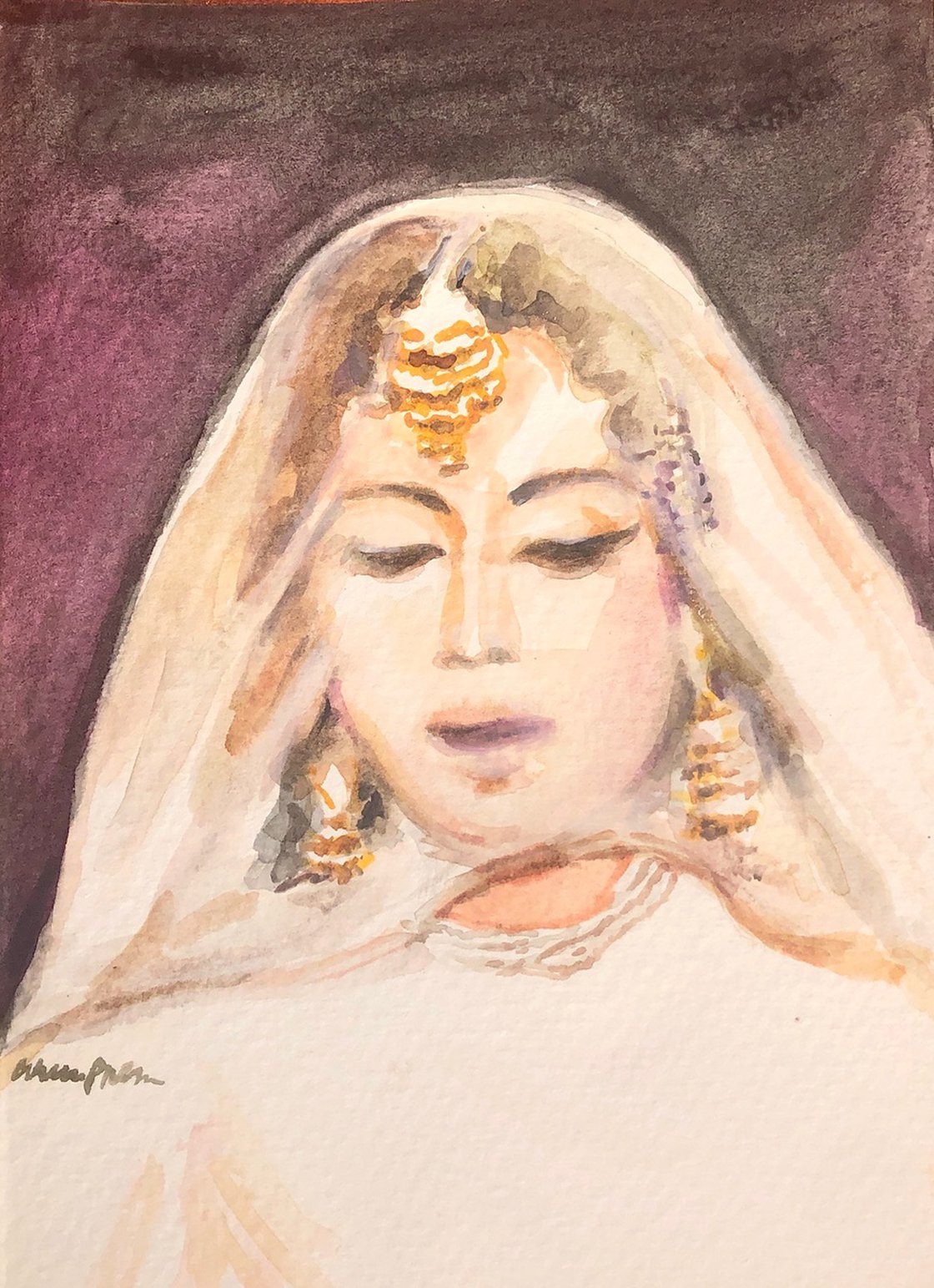 Veiled Singer Watercolour: Arun Prem | Artfinder
