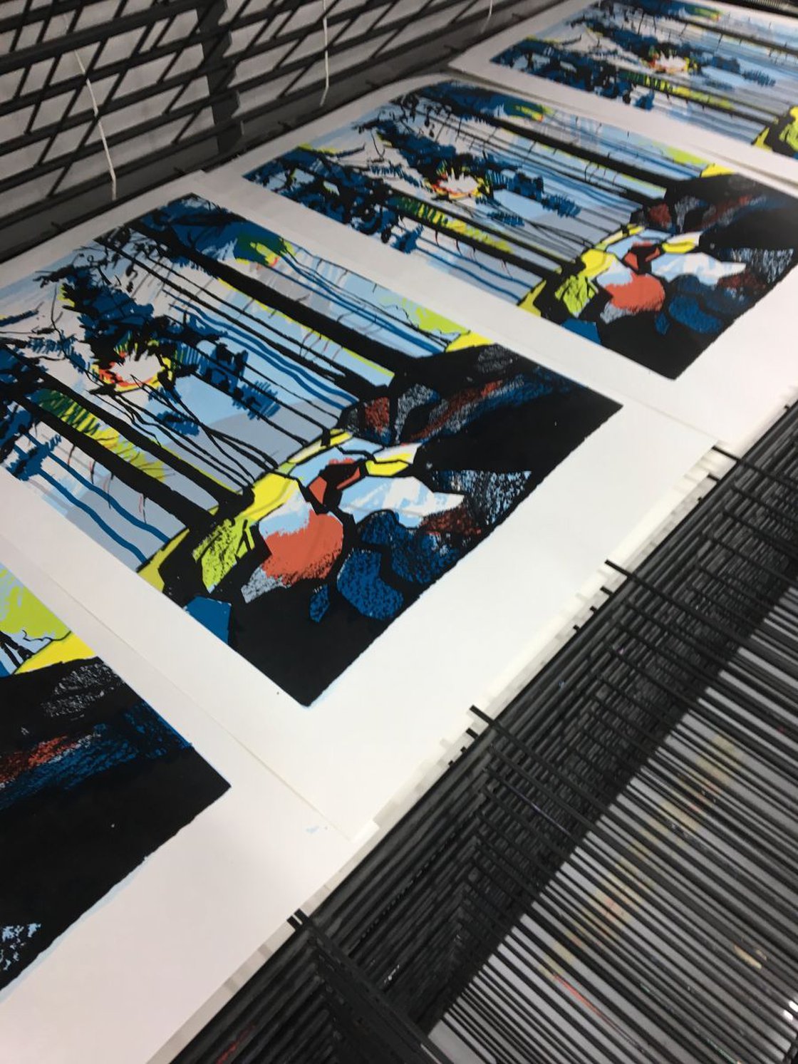 Forest and Low Sun Screenprint by James Bywood | Artfinder