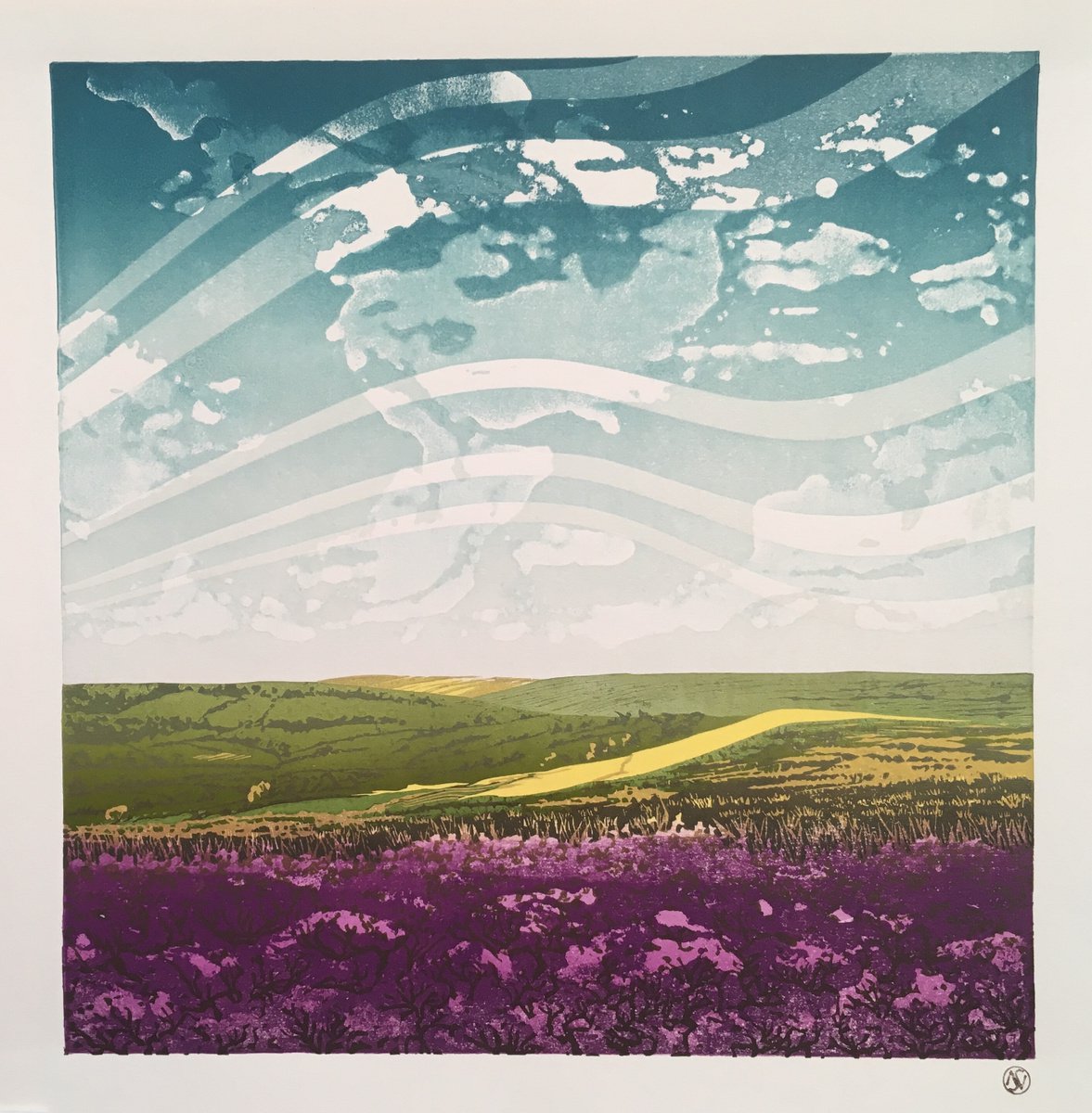 Big Sky over Westerdale Linocut: Susan Noble | Artfinder