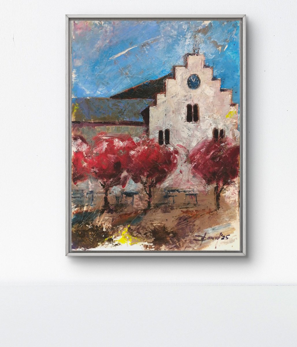 Zierkirschen am Rathausplatz Oil painting: Olga David