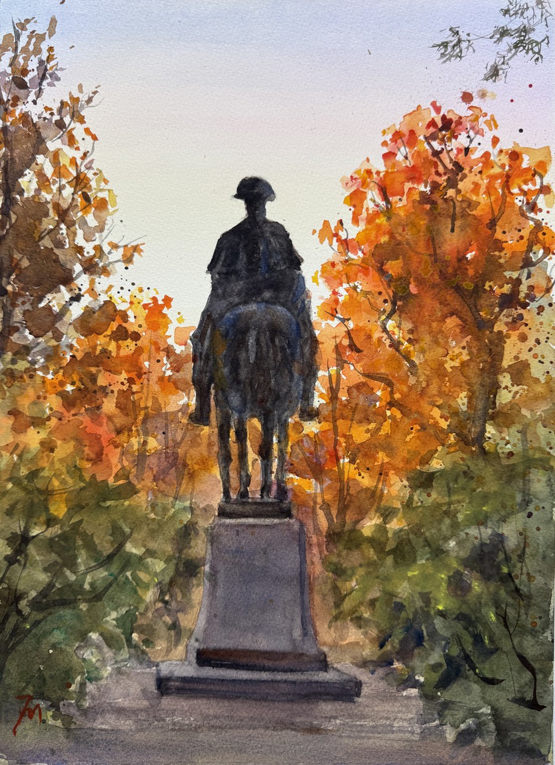 watercolour statue